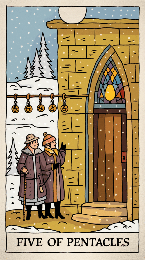 Five of pentacles tarot card meaning: financial hardship, facing ...